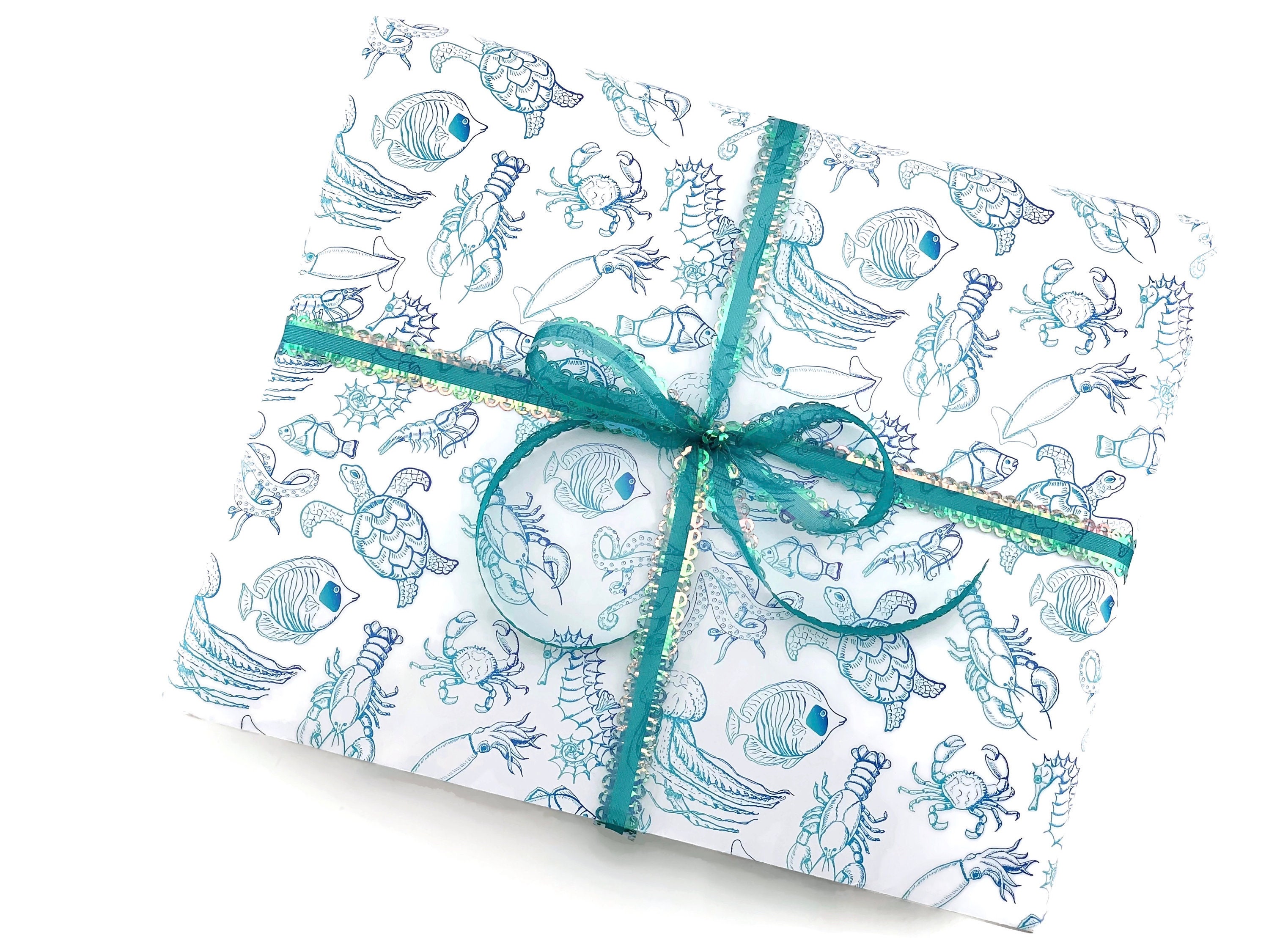Ocean Wrapping Paper Sea Life Ocean Party Nautical Party - Etsy