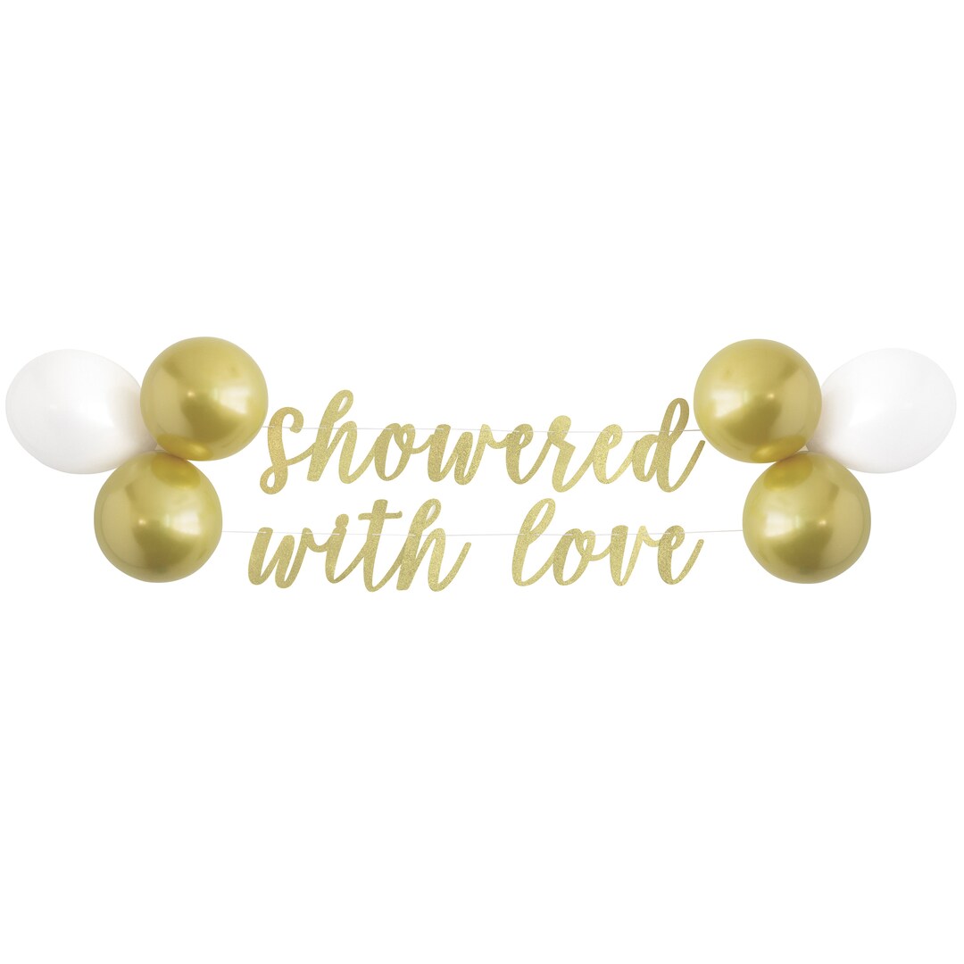 Gold Bridal Shower Banner - Wedding Balloon Banner, Bridal Shower ...