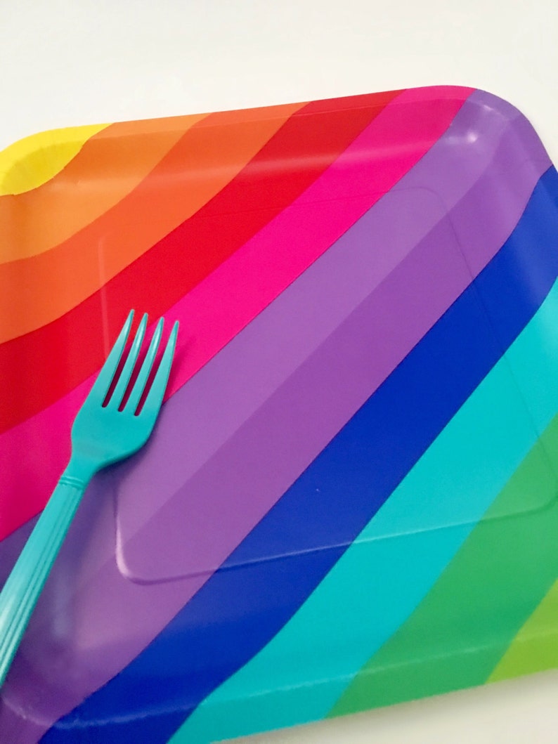 9 Rainbow Plates Rainbow Party Plates Rainbow - Etsy