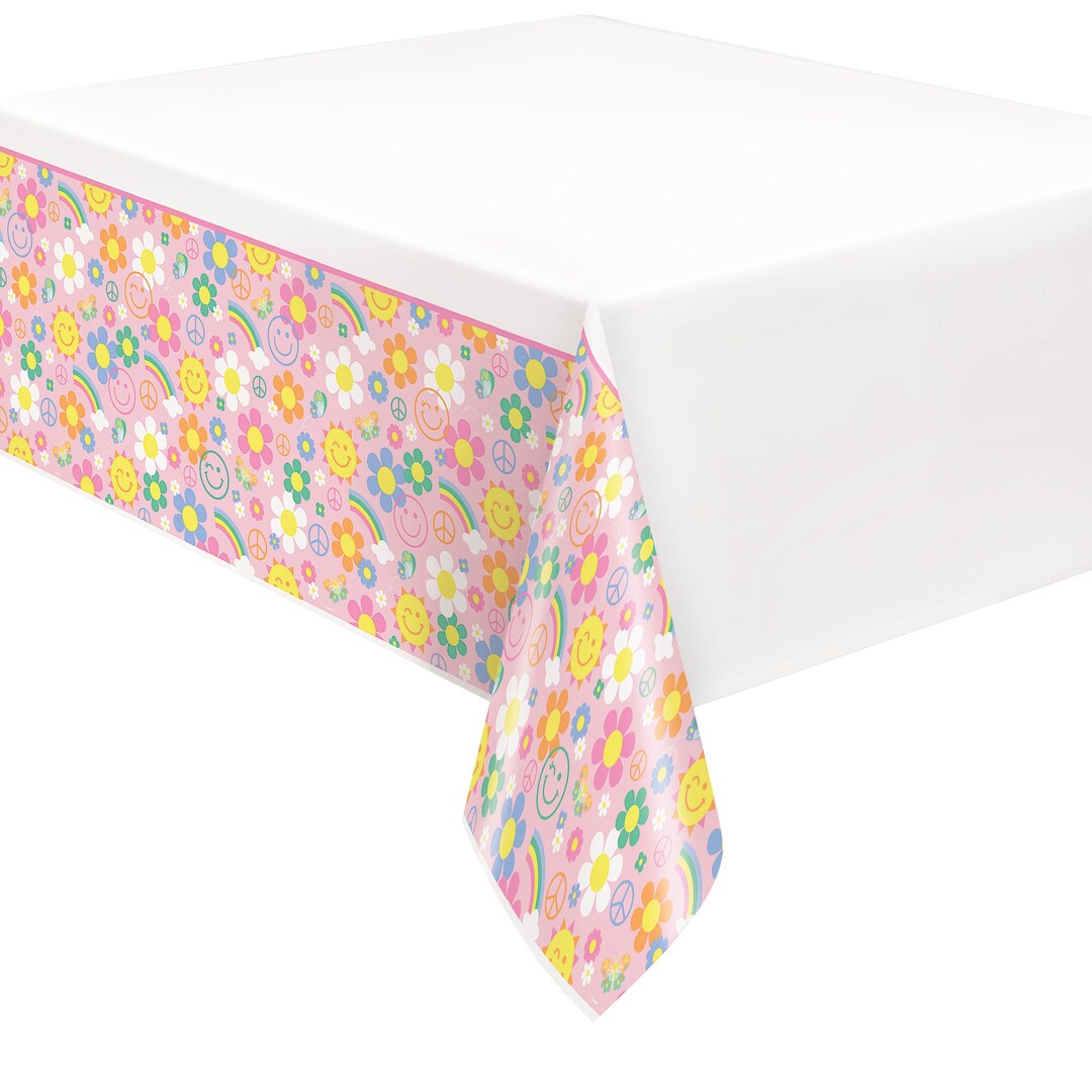 Groovy Party Tablecloth - Hippie Birthday Tablecloth, Kids Groovy Party ...