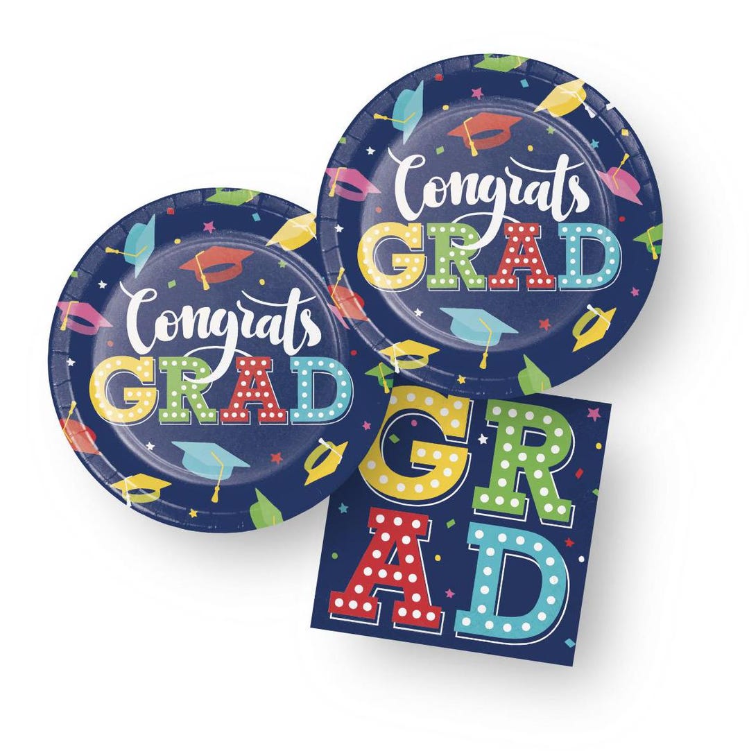 Navy Blue Grad Party Pack - Graduation Party Supplies, High School ...
