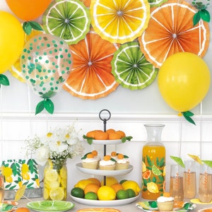 Citrus Paper Fans - Fruit Party Decorations, Fruit Bridal Shower, Party ...