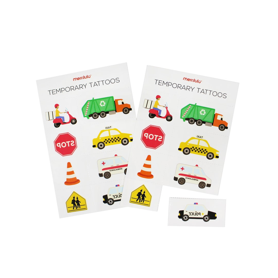 Transportation Temporary Tattoos - Vehicles Birthday Decorations ...