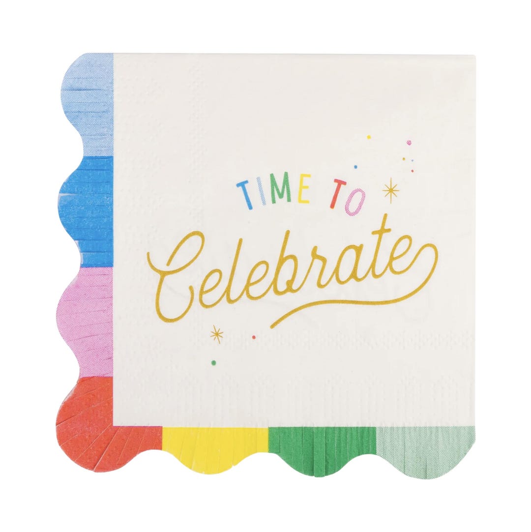 Time to Celebrate Napkins 18ct - Rainbow Birthday Party Supplies, Ice ...