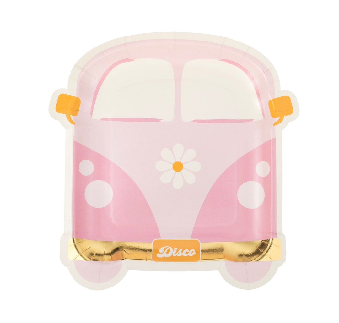 Disco Daisy Van Plates 8ct, Flower Power Party Supplies Groovy Birthday ...