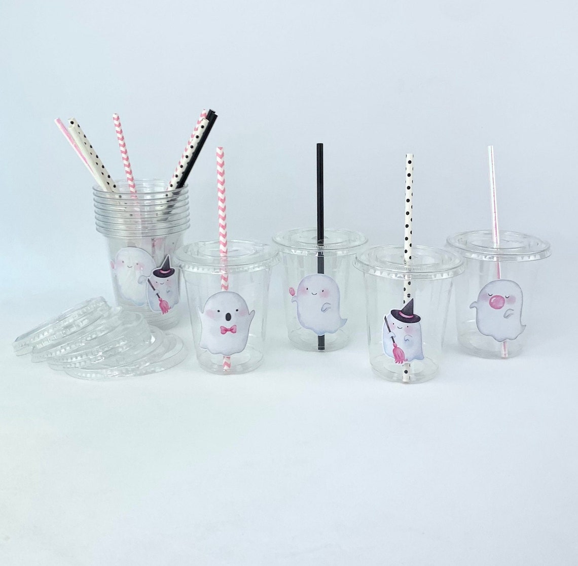 Pink Ghost Party Cups - Groovy Ghost Halloween Party Supplies ...