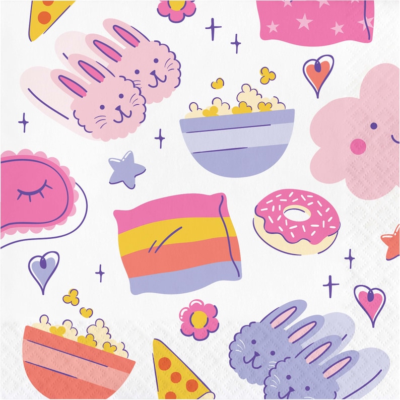 Sleepover Party Napkins 16ct – Pastel 6.5" Paper Napkins for Girl ...
