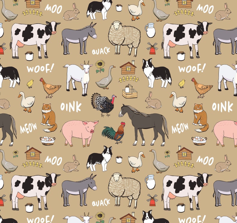 Farm Animals Gift Wrap Farm Party Farm Birthday Barnyard - Etsy