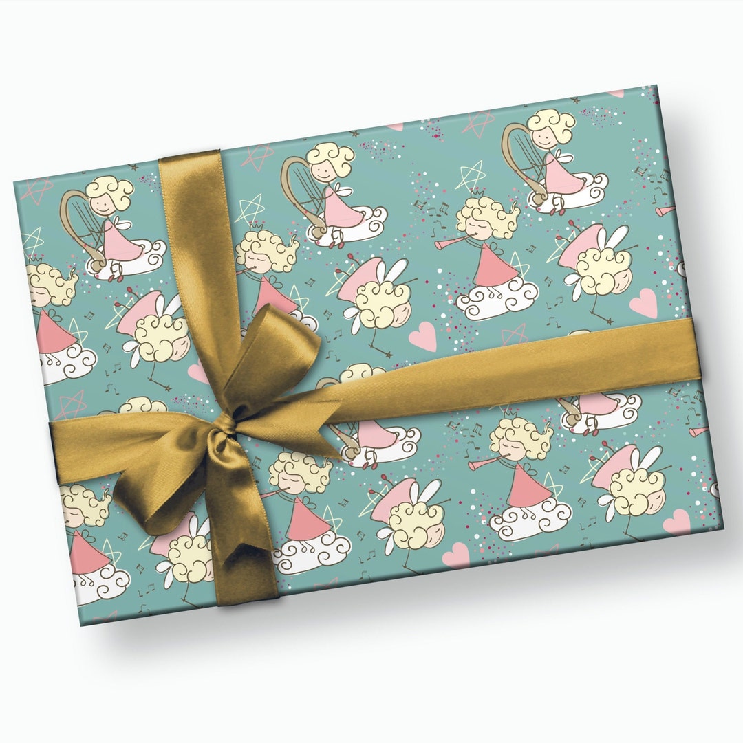 Angel Christmas Paper - Angel Wrapping Paper, Childrens Gift Wrap, Baby ...
