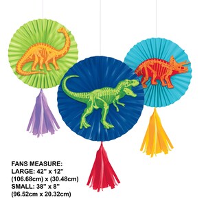 Dinosaur Hanging Party Fans - Dinosaur Birthday Decorations ...