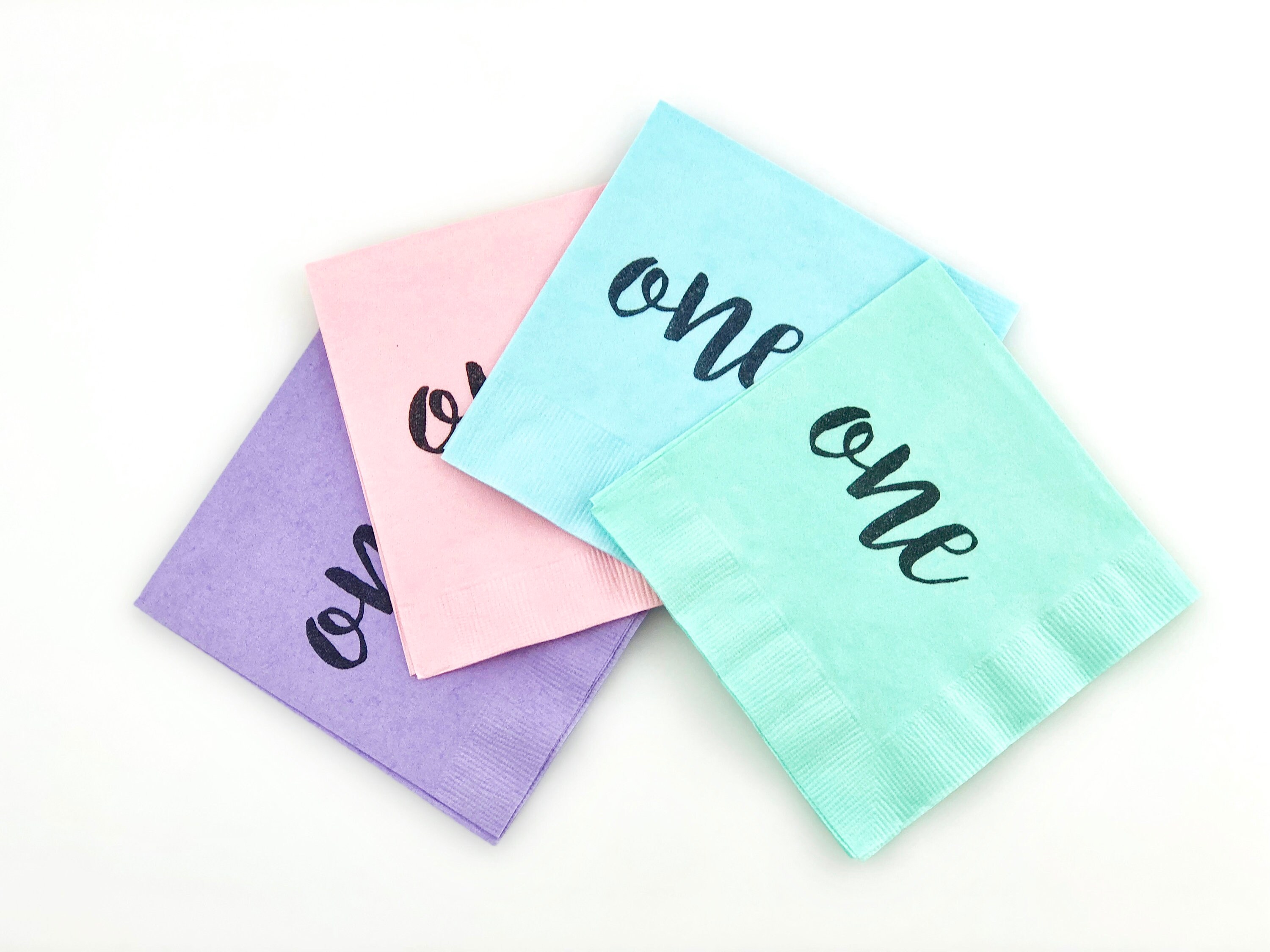 Pastel First Birthday Napkins - Pastel Rainbow Party, Unicorn Party ...
