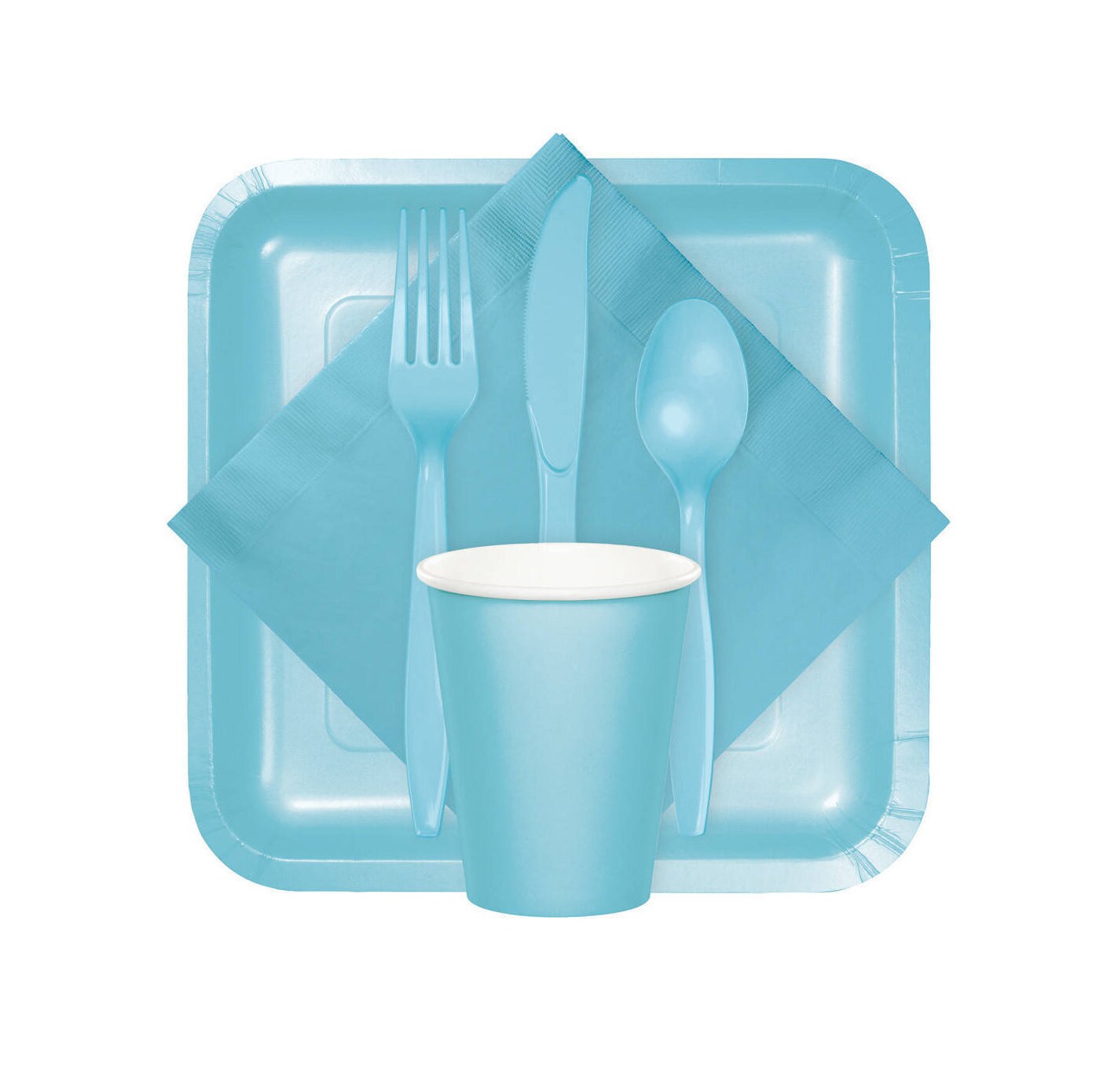 24-set Pastel Blue Cutlery Birthday Party Supplies Boy Baby - Etsy