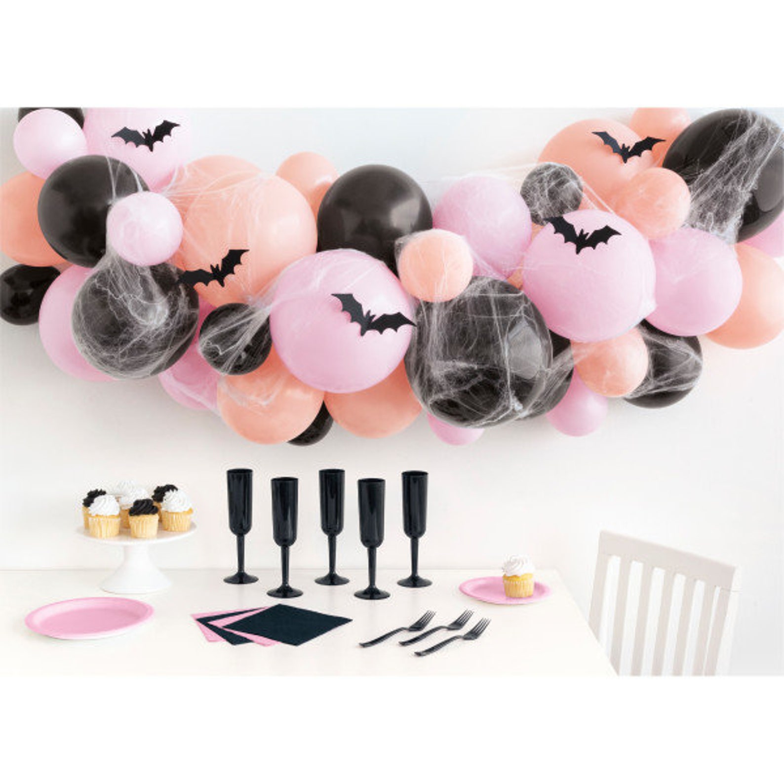 Spider Web Halloween Balloon Arch, Pink Halloween Party Supplies, Bat ...