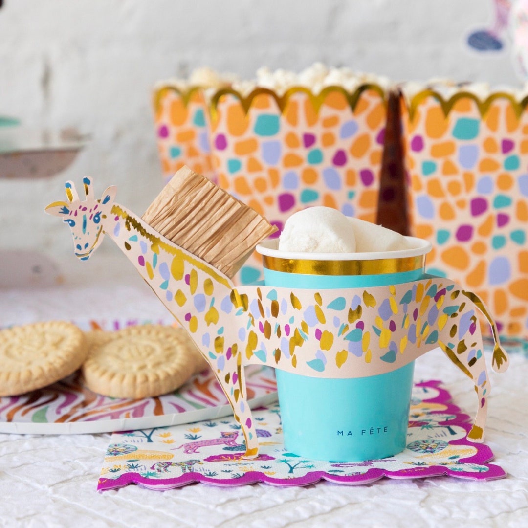 Giraffe Party Cups - Safari Birthday Decorations, Jungle Party Supplies ...