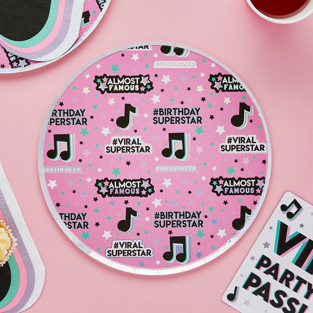 Influencer Party Plates - Popstar Birthday Decorations, Hip Hop Party ...