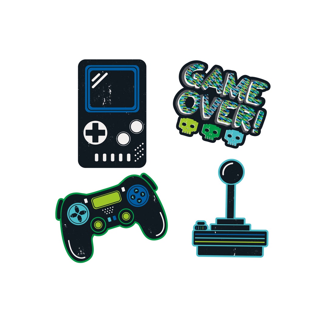 4 Gaming Party Decals - Level up Birthday Supplies, Gamer Party ...