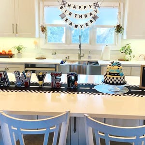 Race Track Table Runner - Race Car Birthday Decorations, Car Themed ...