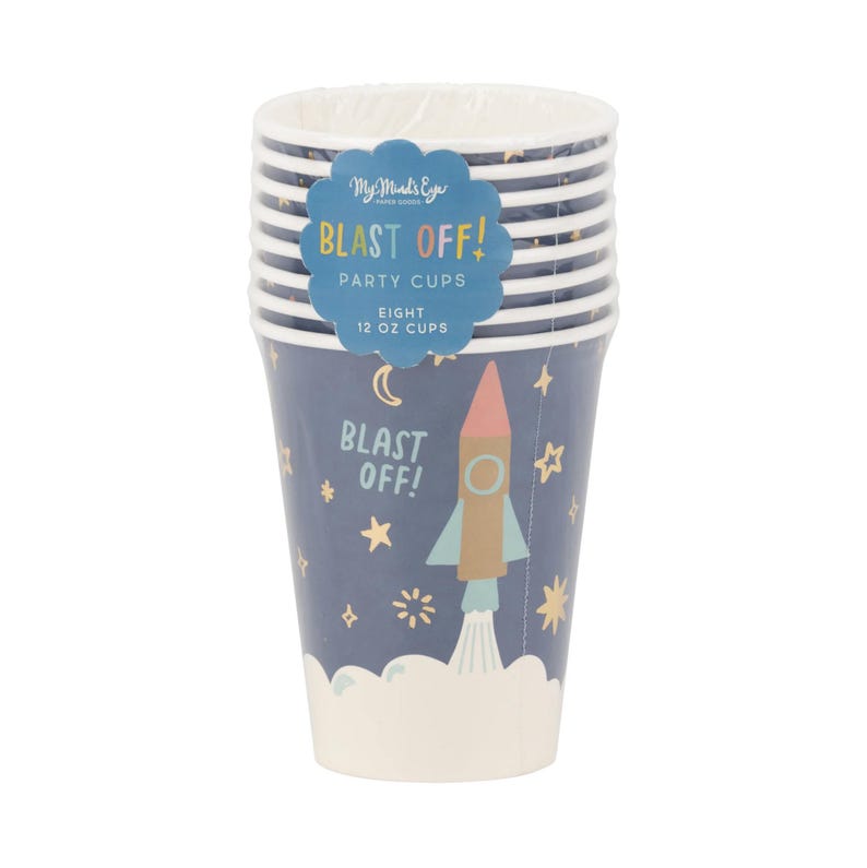 Blast off Party Cups - Space Birthday Decorations, Planet Party ...