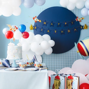 Airplane Birthday Banner - Pilot Party Supplies, Vintage Airplane Party ...