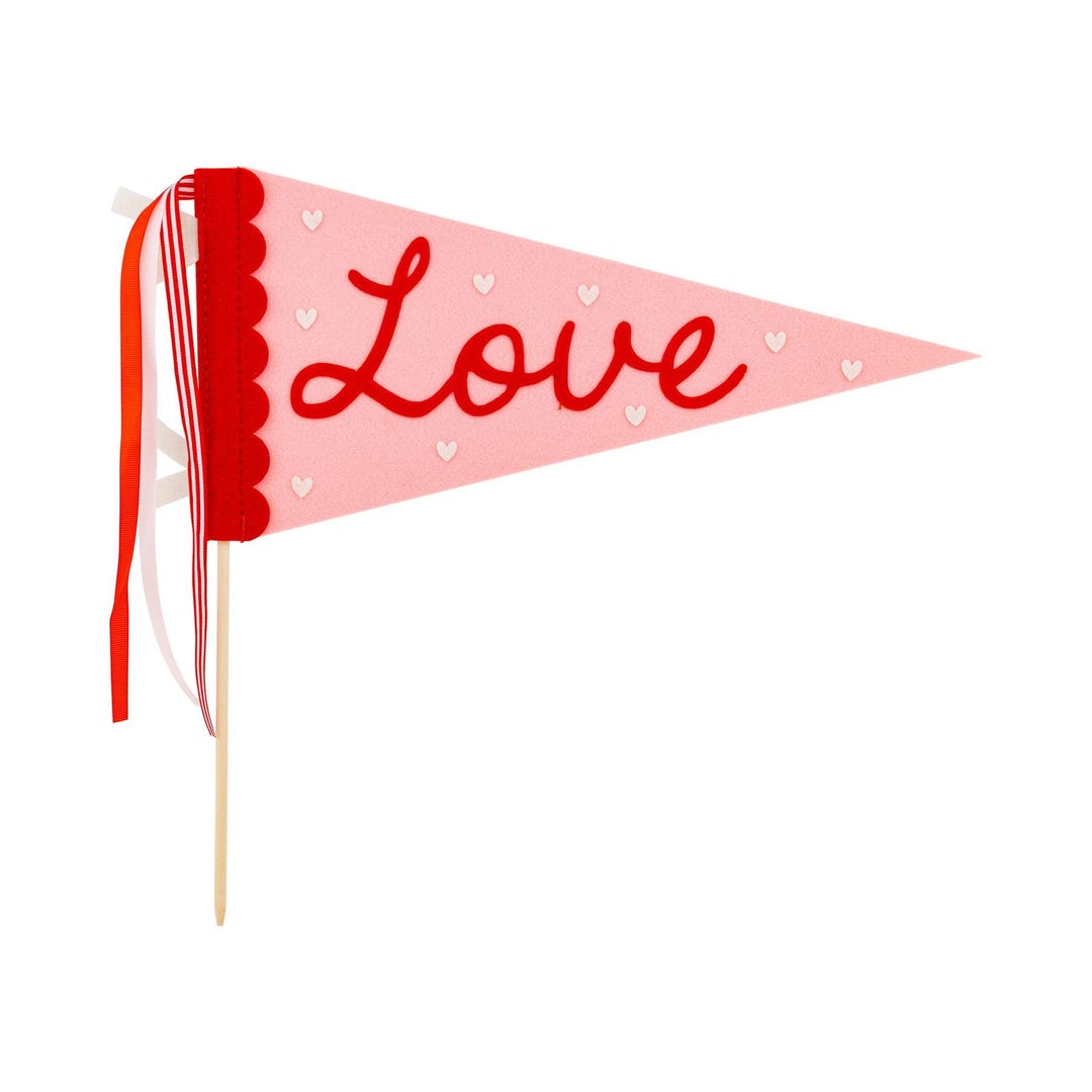 Love Felt Pennant Banner With Dowel & Ribbon, Valentine Party Decor ...