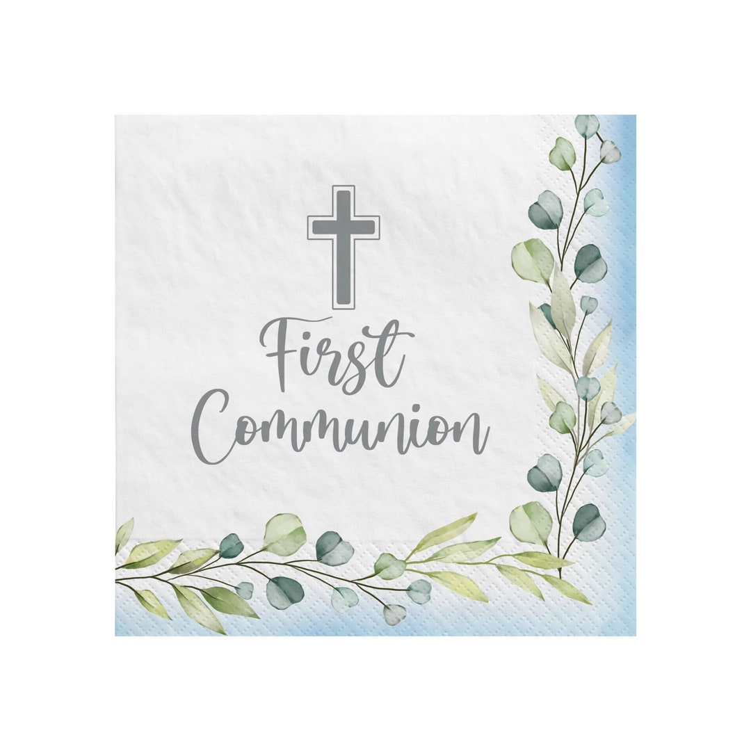 Boy First Communion Napkins 40ct - Religious Party Napkins, First Holy ...