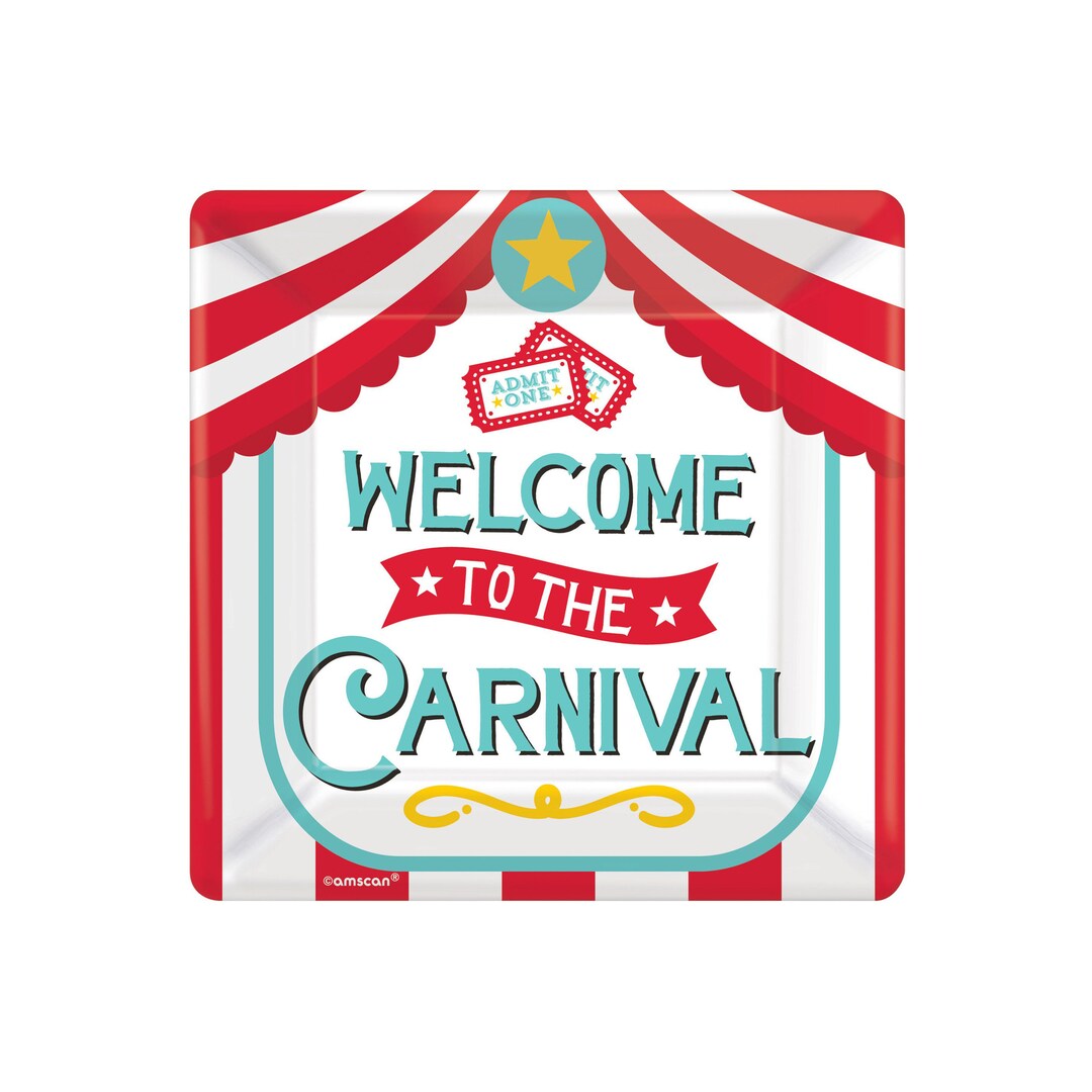 Carnival Party Plates - Carnival Birthday Decorations, Kids Birthday ...