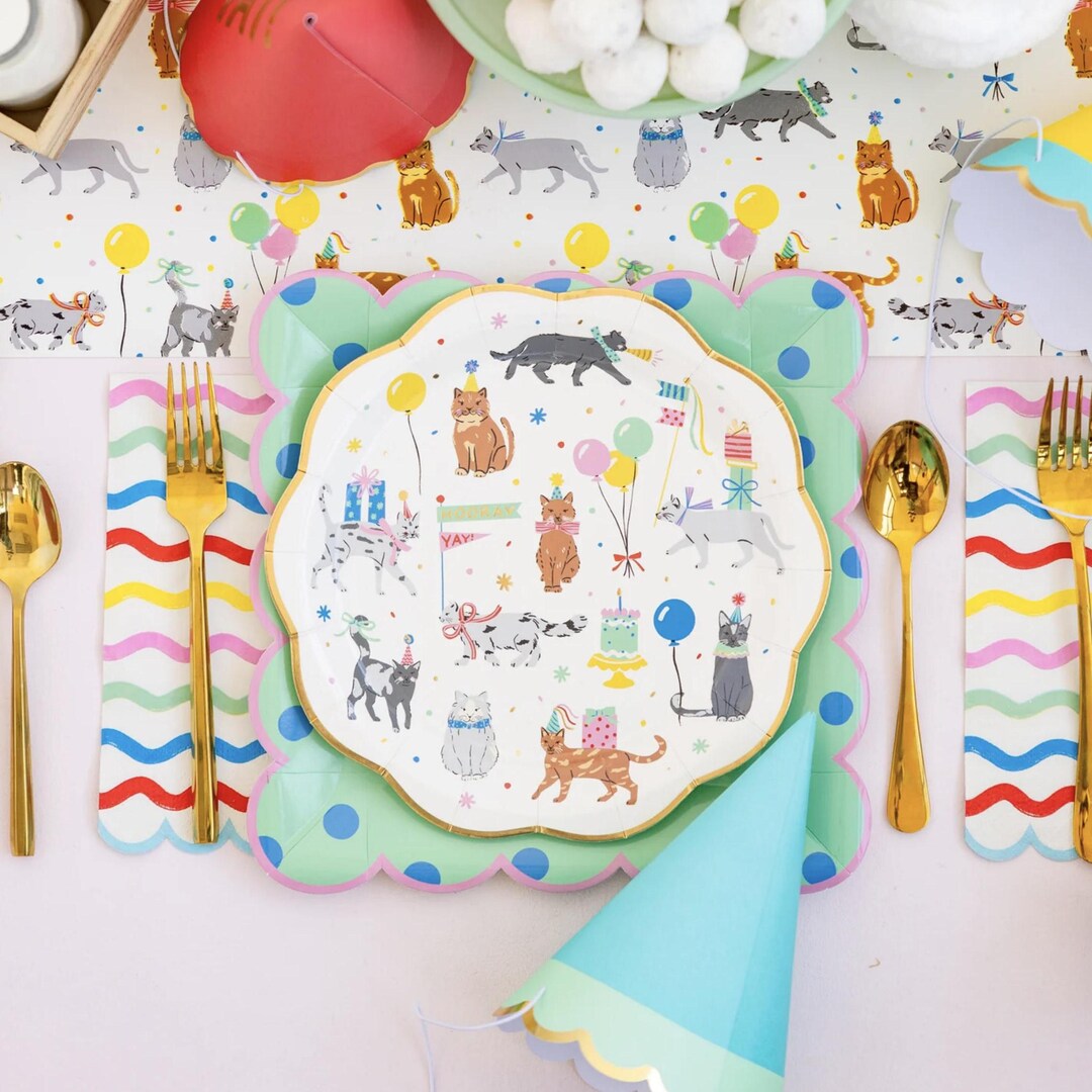 Kitty Cat Party Plates 8ct - Cat Birthday Decorations, Kitten Party ...