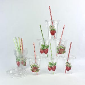 Strawberry Party Cups 12ct - Disposable Plastic Cups, Vegetable Garden ...
