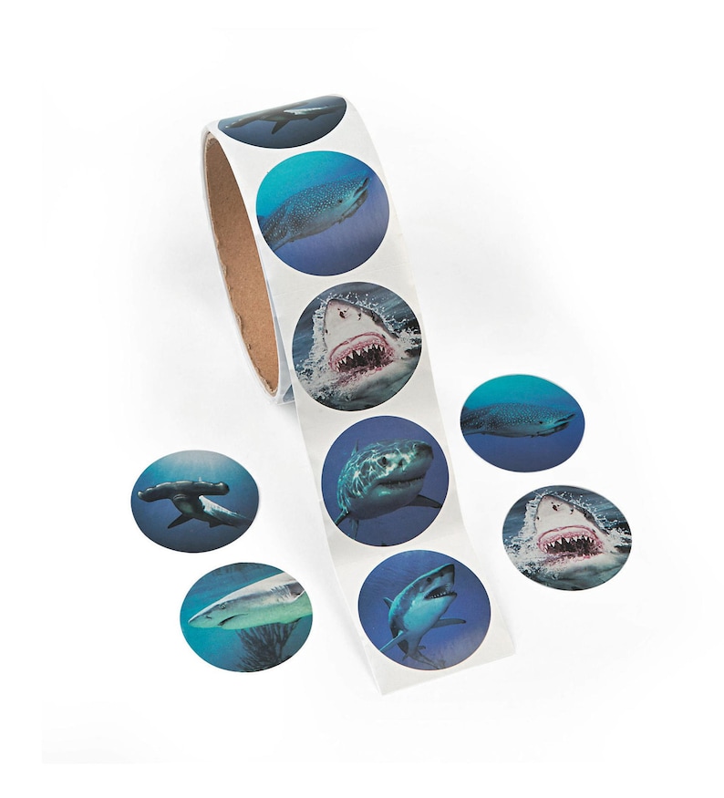 100 Shark Stickers Shark Party Shark Birthday Shark Party | Etsy