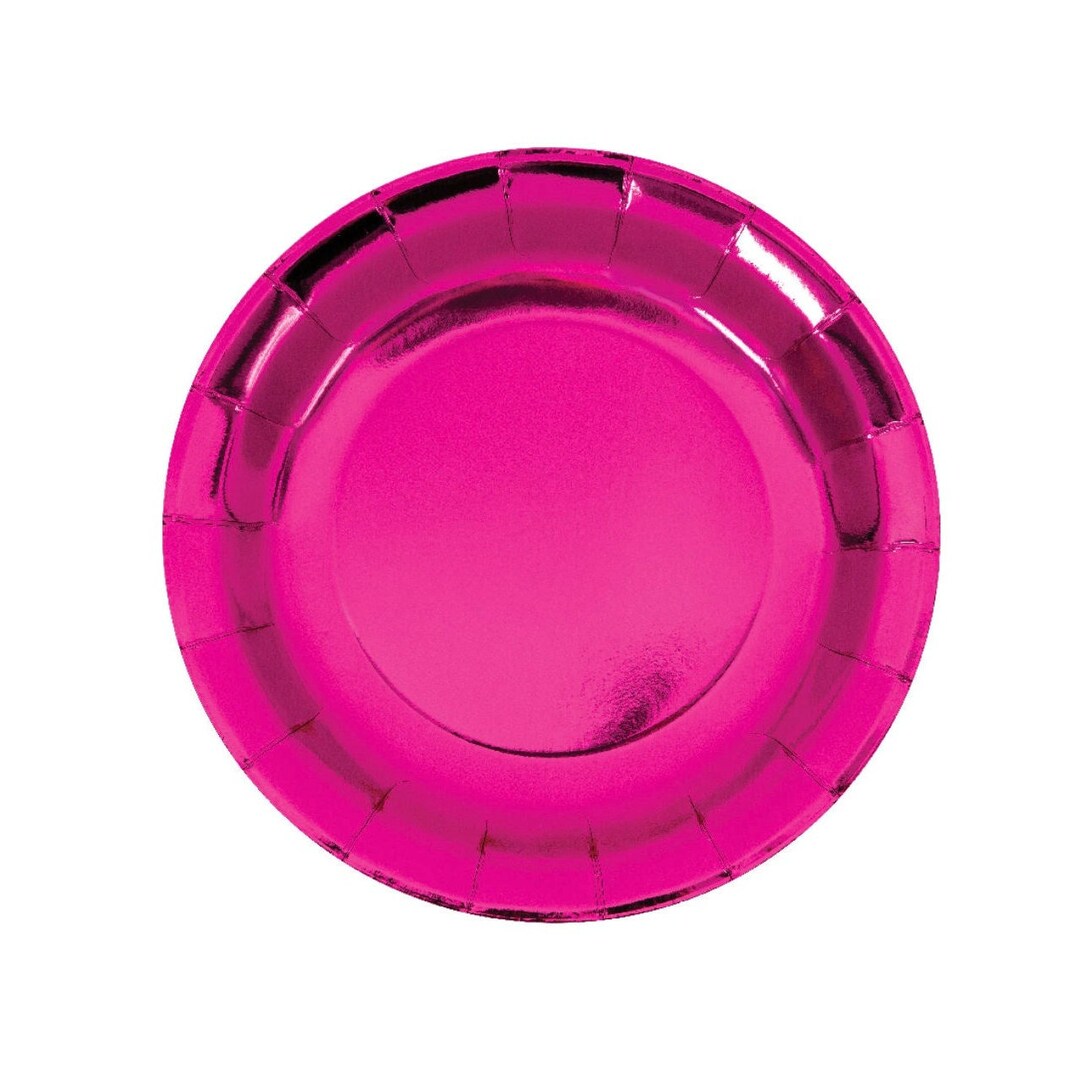Hot Pink Party Plates - Disposable Paper Dinner Plates, 21st Birthday ...