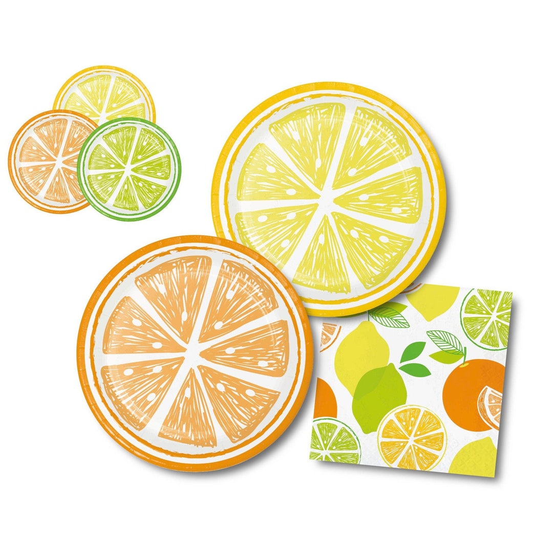 Citrus Party Supplies - Fruit Birthday Decorations, Fruit Party Plates ...