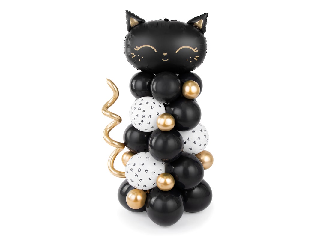 Black Cat Balloon Bouquet - Cat Birthday Decorations, Cat Party Supplies, Cat Party Decorations ...