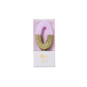 Pink and Gold Glitter Candle - Number 0 Candle, Birthday Candle ...