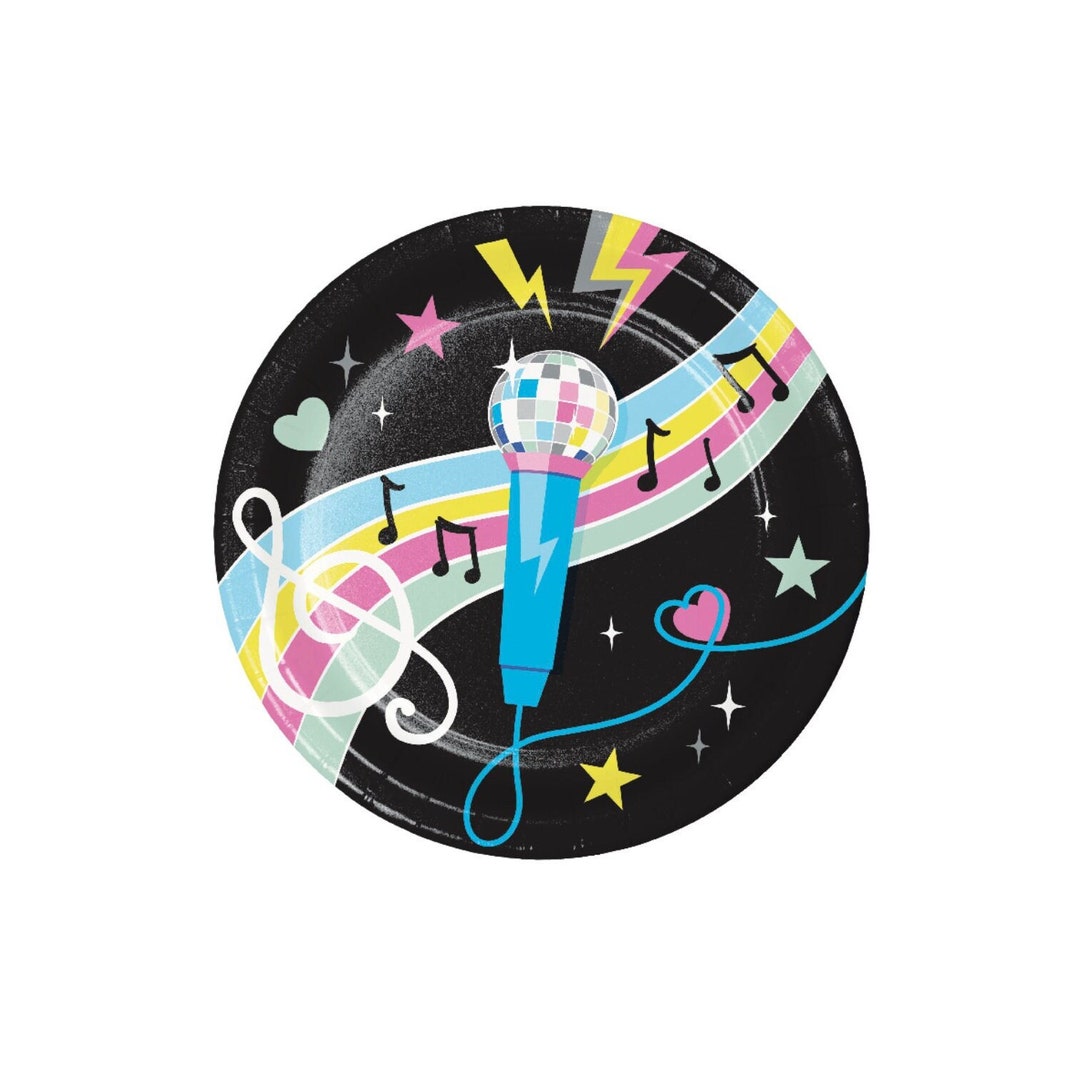 Popstar Party Plates - Karaoke Birthday Decorations, Music Party ...
