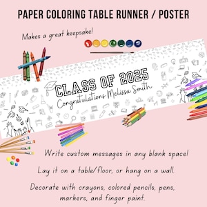 Coloring Table Runner Class of 2025 Graduation 20" X 72" Paper, Custom ...
