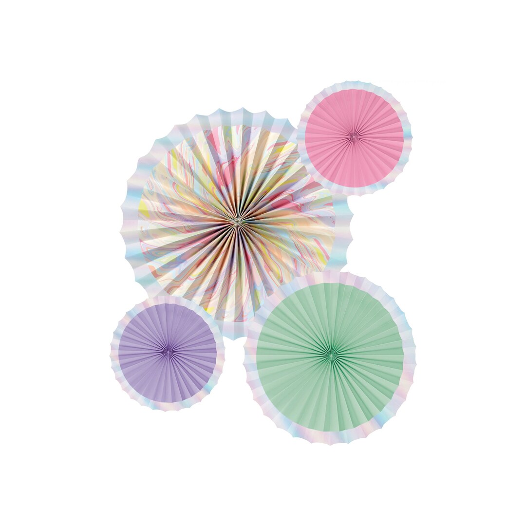 Pastel Iridescent Party Fans, Pastel Birthday Decorations, Iridescent ...