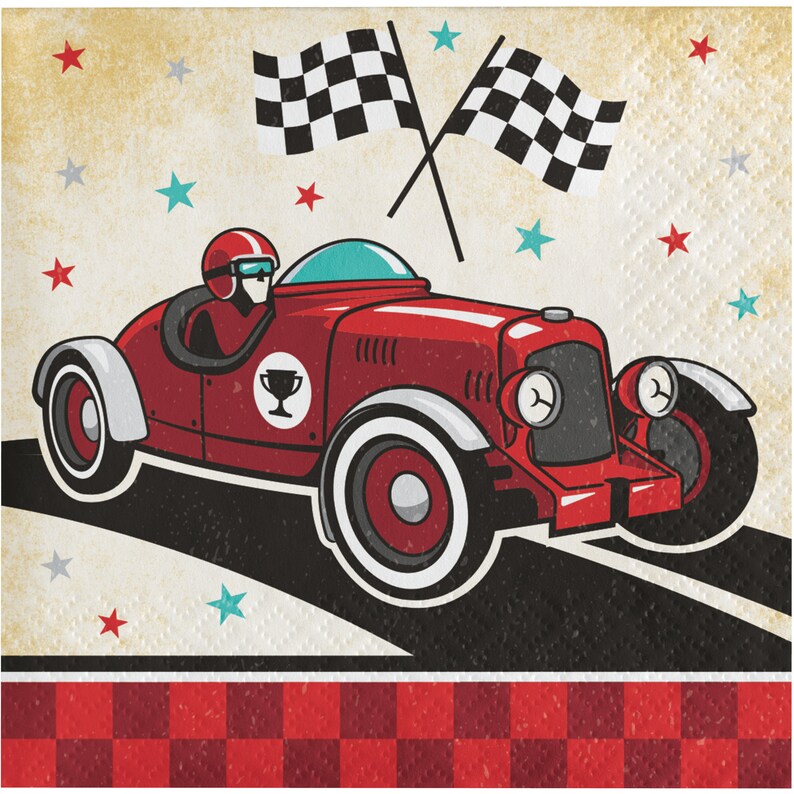 Race Car Napkins Vintage Race Car Party Napkins Birthday - Etsy