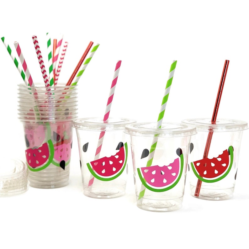 Watermelon Party Cups Watermelon Birthday One in a Melon - Etsy