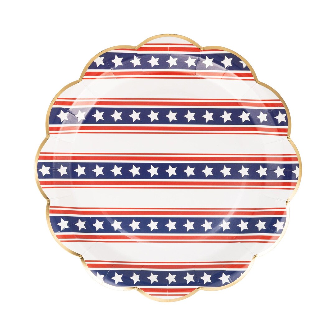 Stars & Stripes Patriotic Dinner Plates 8ct – 9" Round Paper Plates ...