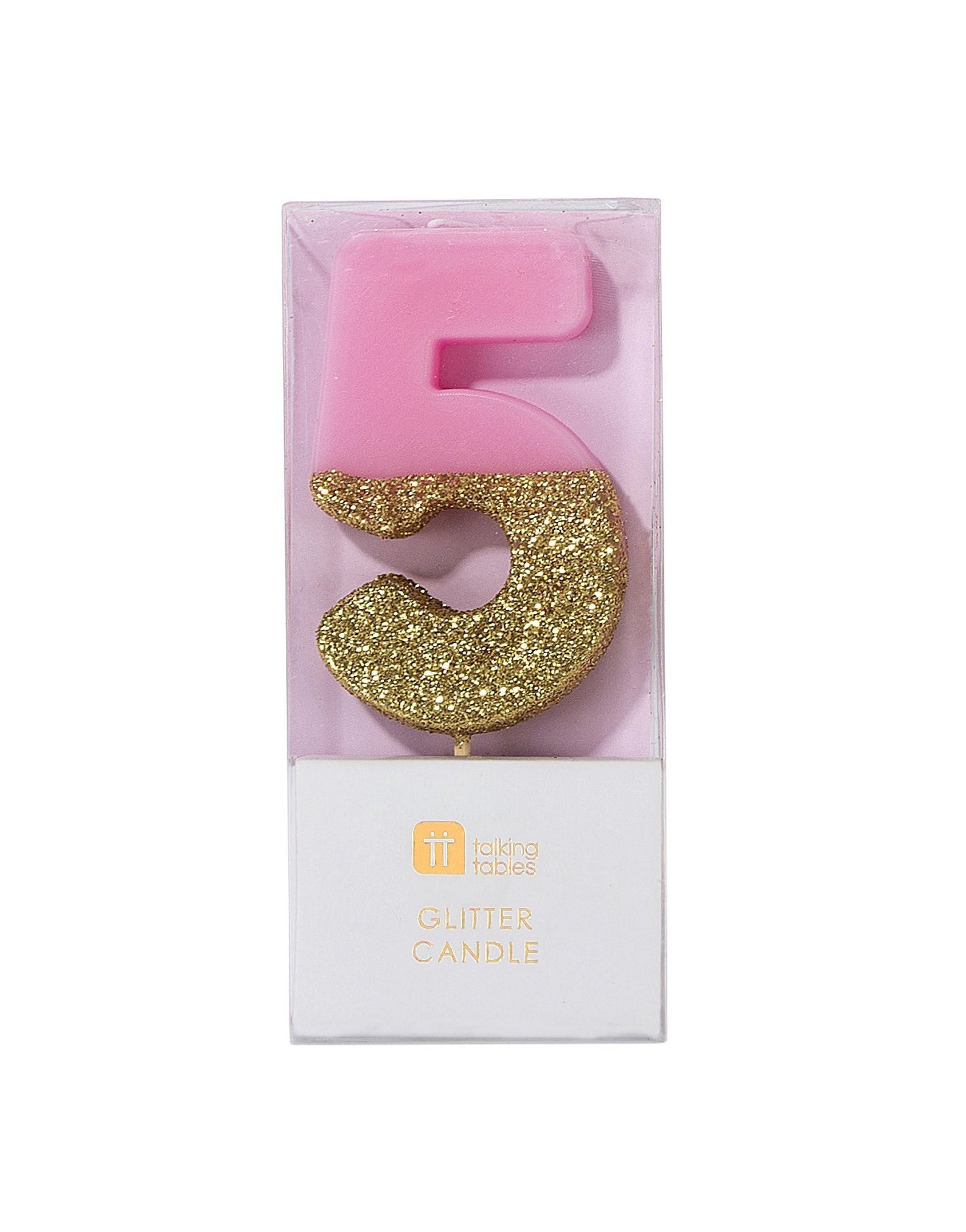 Number Five Candle Age 5 Birthday Candle Pink and Gold | Etsy