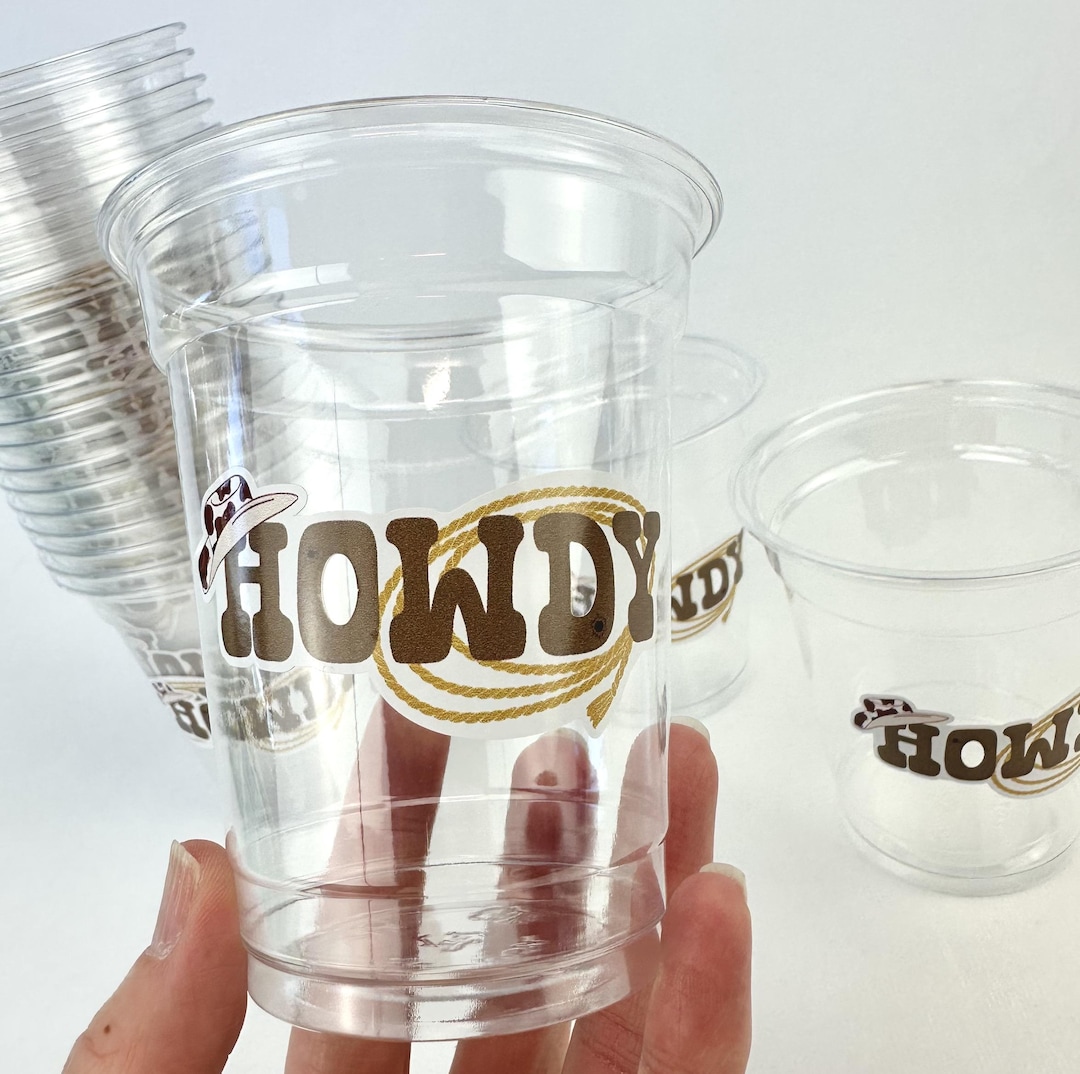 Cowboy Party Cups 24ct Howdy Hat Lasso Western Birthday Rodeo Baby ...