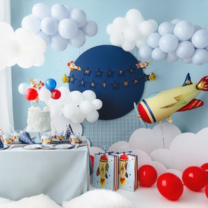 Airplane Birthday Banner - Pilot Party Supplies, Vintage Airplane Party ...