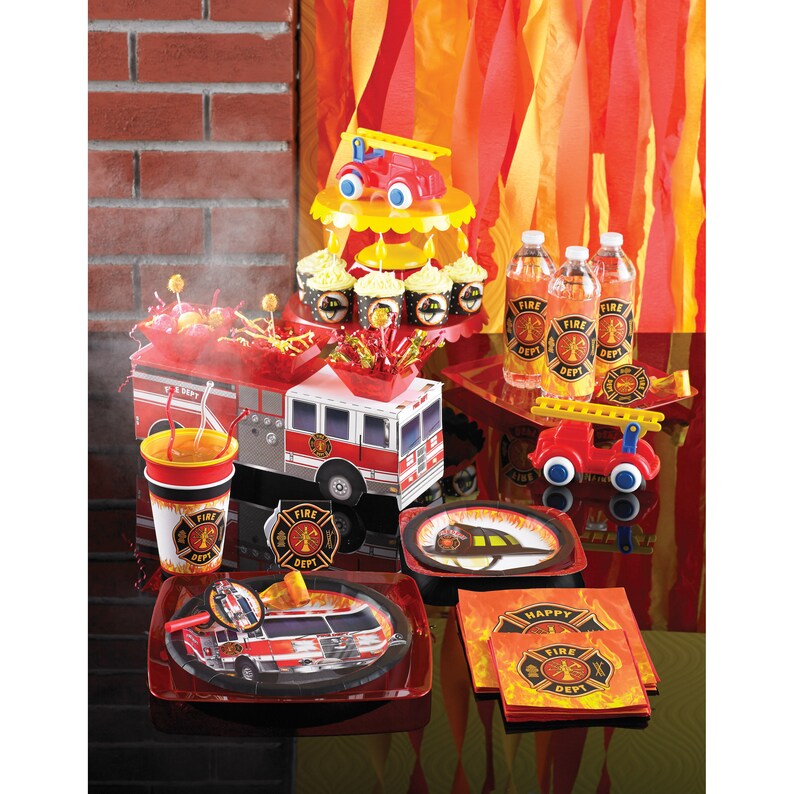 40 Firetruck Balloon Firefighter Birthday Decorations | Etsy