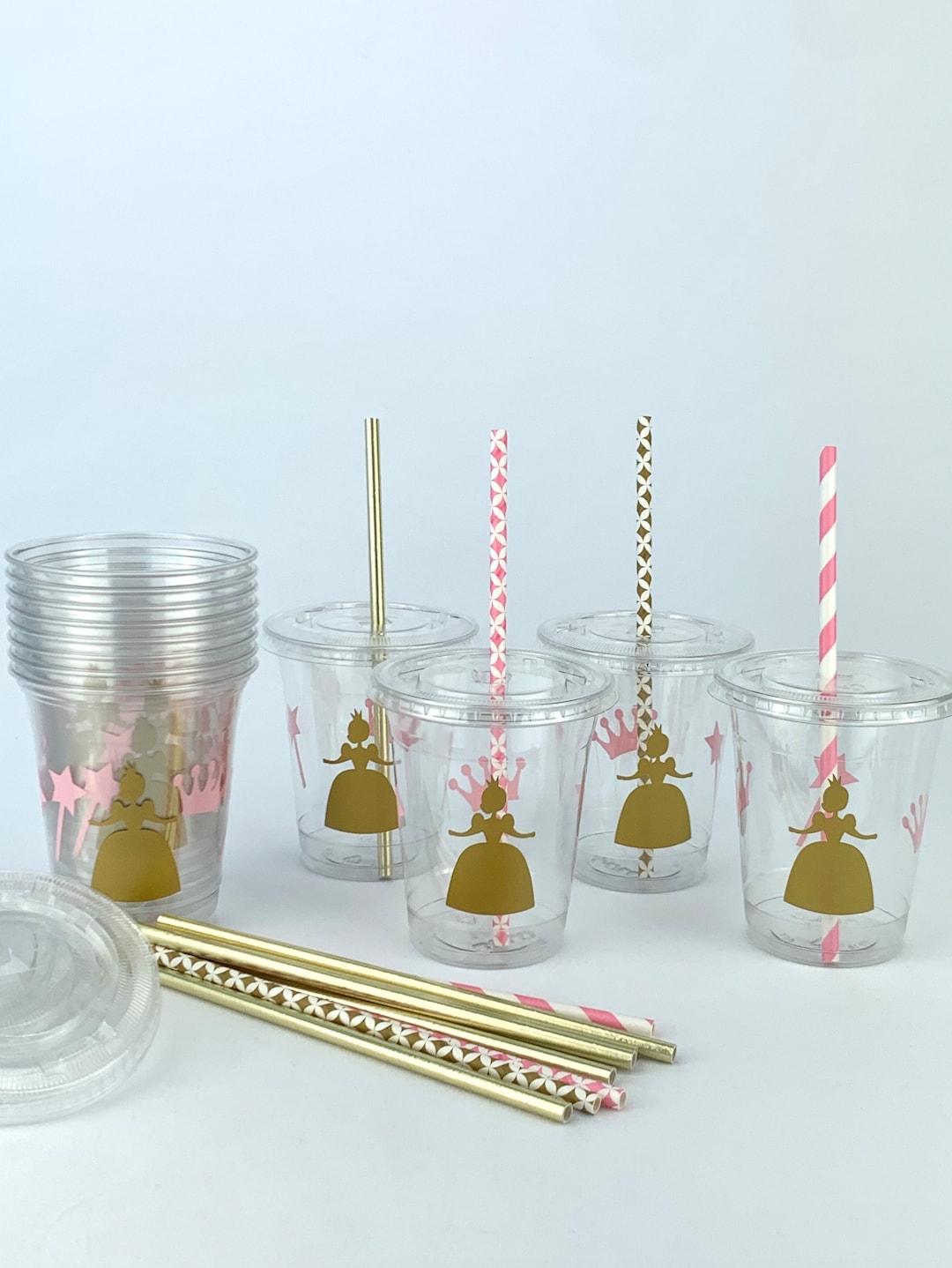 Pink & Gold Princess Cups, Plastic Drink Cups, Princess Party ...