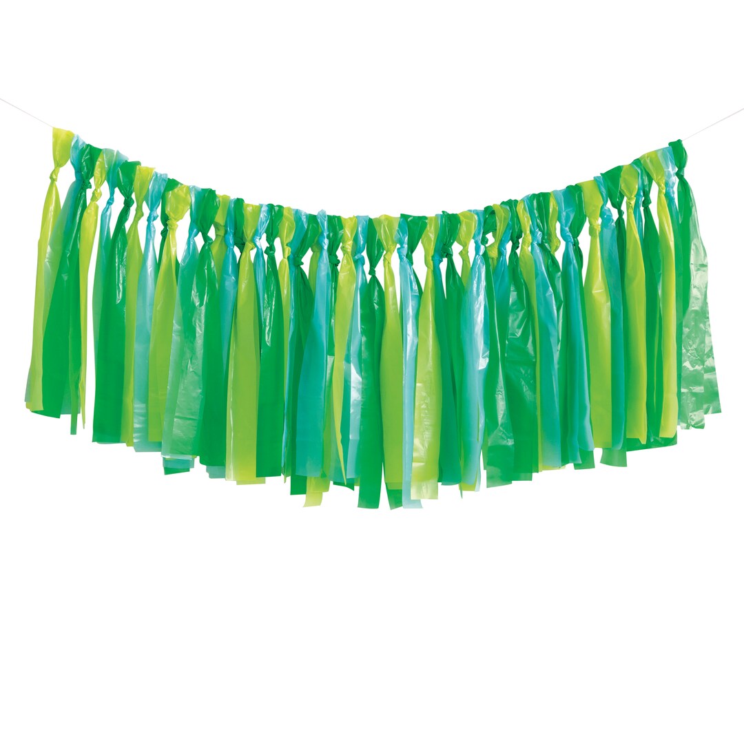 Blue & Green Fringe Backdrop - Dinosaur Party Decorations, Gaming ...