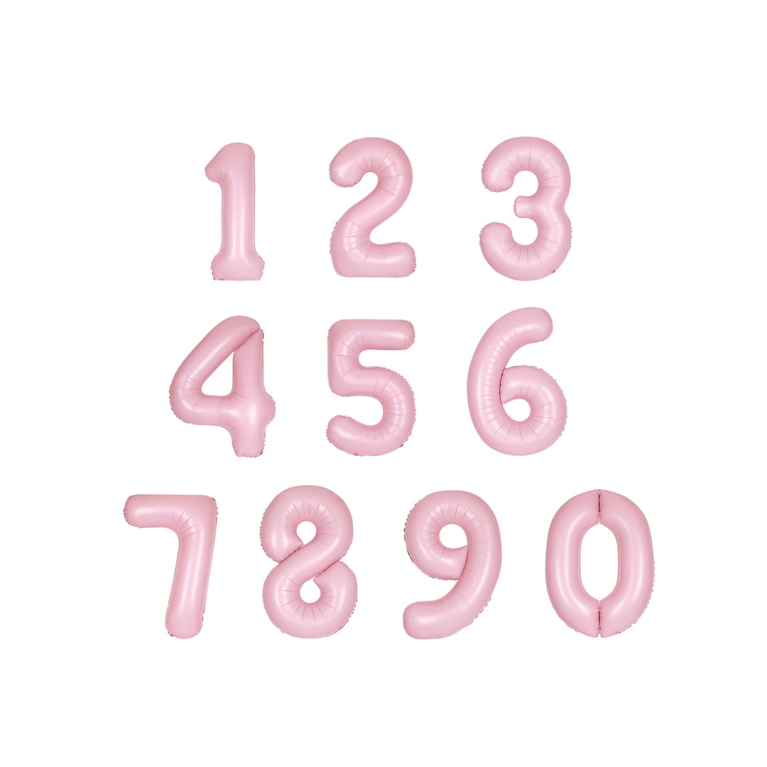 34" Pastel Pink Number Balloons - Girl Birthday Balloons, Unicorn ...