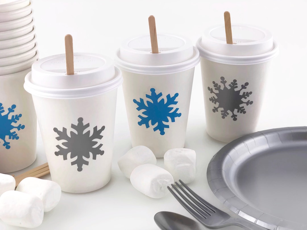 Blue & Silver Snowflake Cups 12ct - Winter Wonderland Party Supplies ...