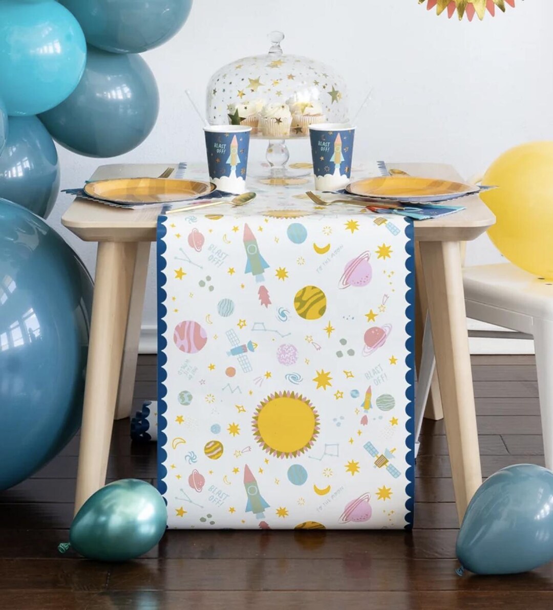 Space Party Table Runner - Galaxy Birthday Decorations, Planet Party ...
