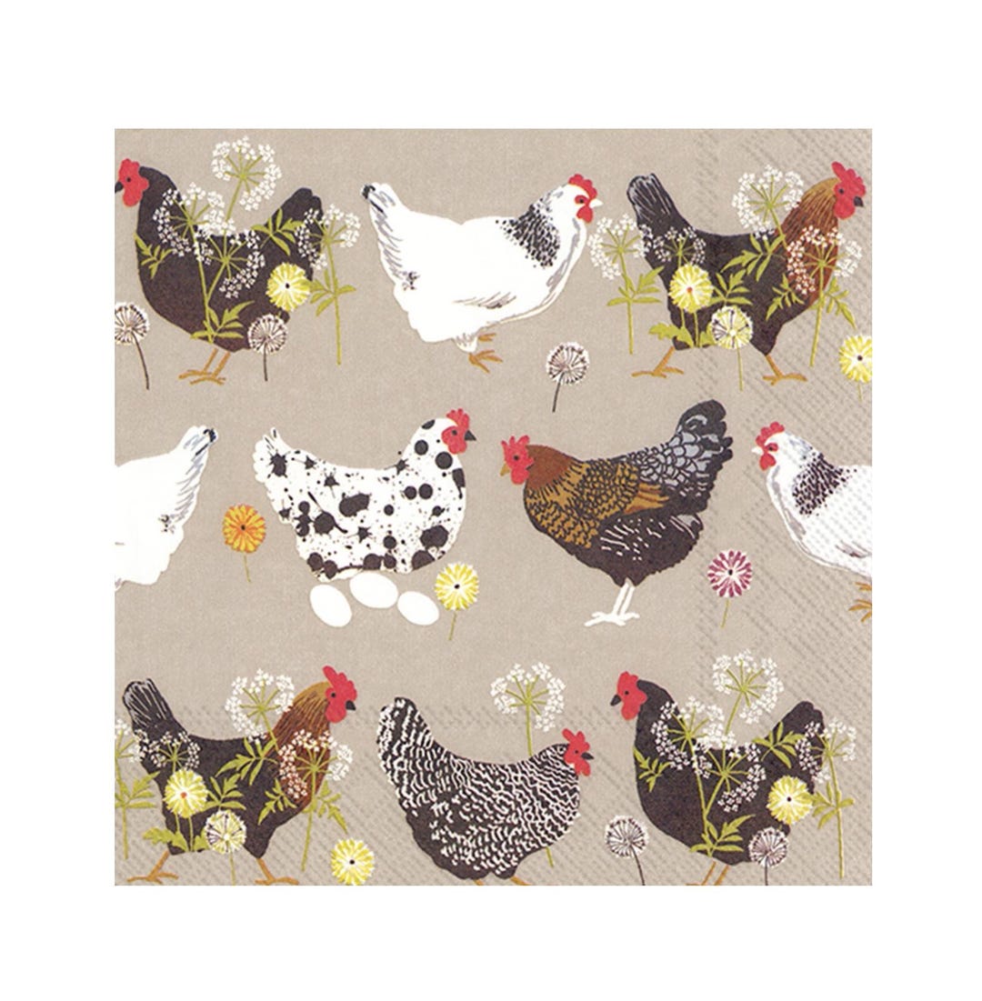 Hens Napkins - Chicken Napkins, Paper Beverage Napkins, Farm Party ...
