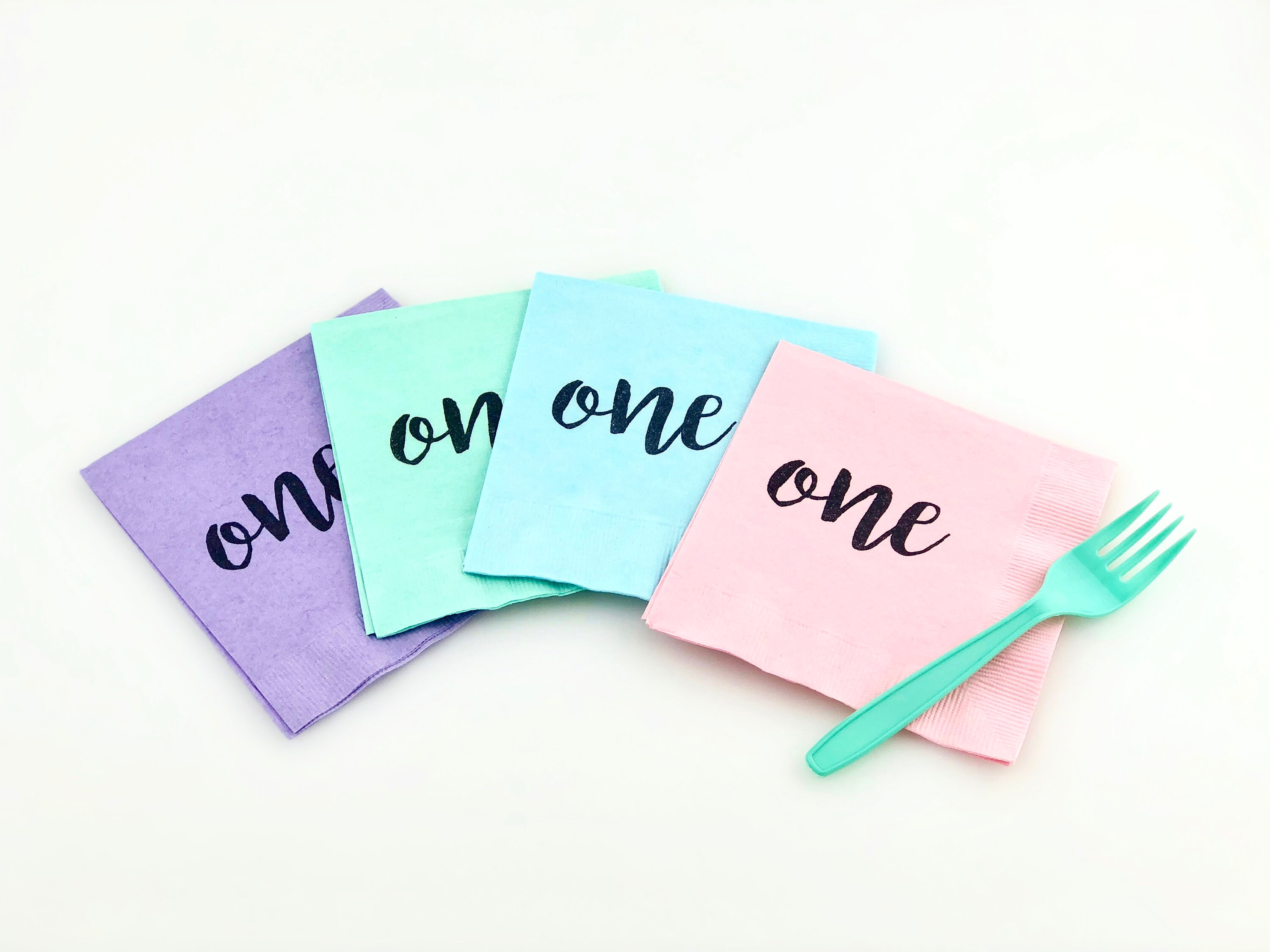 Pastel First Birthday Napkins - Pastel Rainbow Party, Unicorn Party ...
